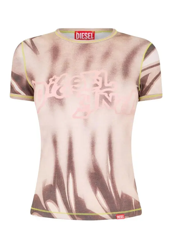 DIESEL® Crew Neck Printed Short Sleeve T-shirt - Nude