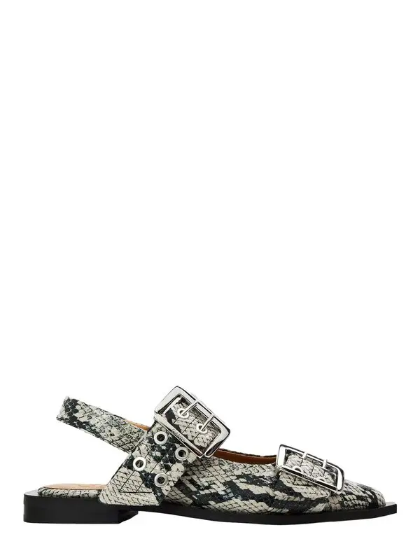 GANNI Ballet Pumps With Buckle Detailing - Black
