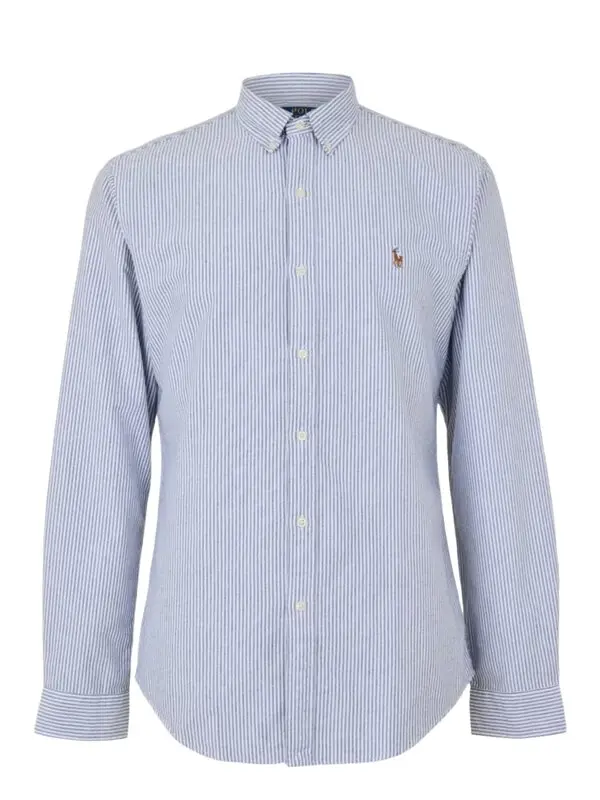 Polo Ralph Lauren Slim Fit Striped Oxford Shirt - Blue