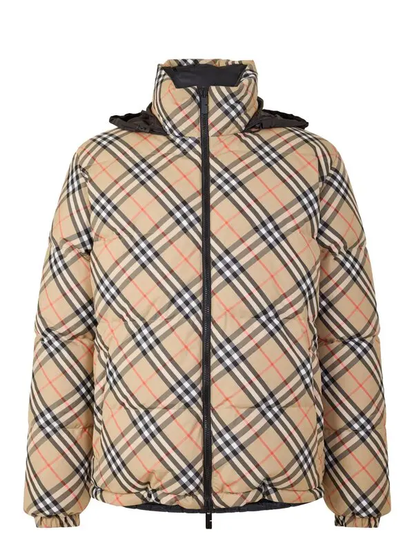 Burberry Check Down Jacket - Nude