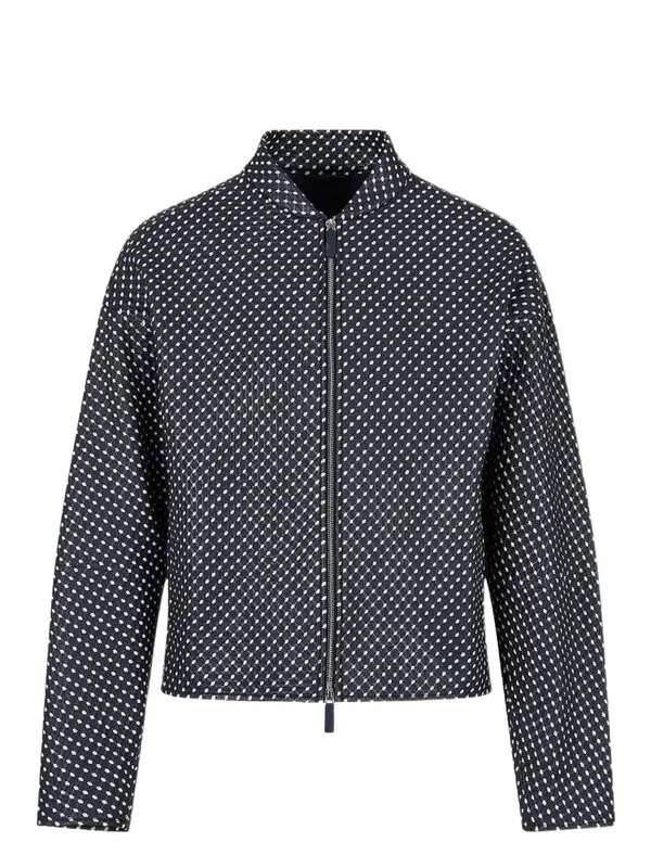 Emporio Armani Cropped Polka Dot Zip-up Jacket - Black