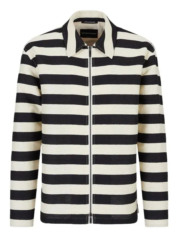 Emporio Armani Collared Zip-front Overshirt - Black