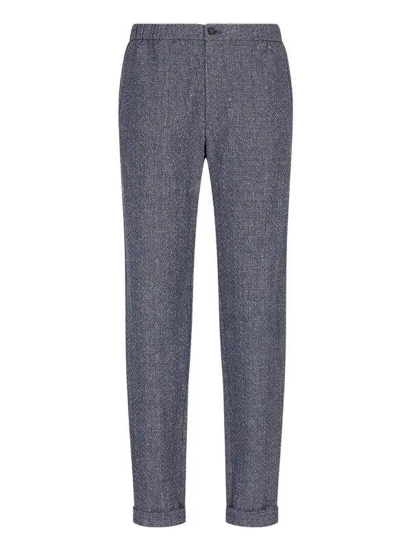 Emporio Armani Textured Woven Cropped Trousers - Gray