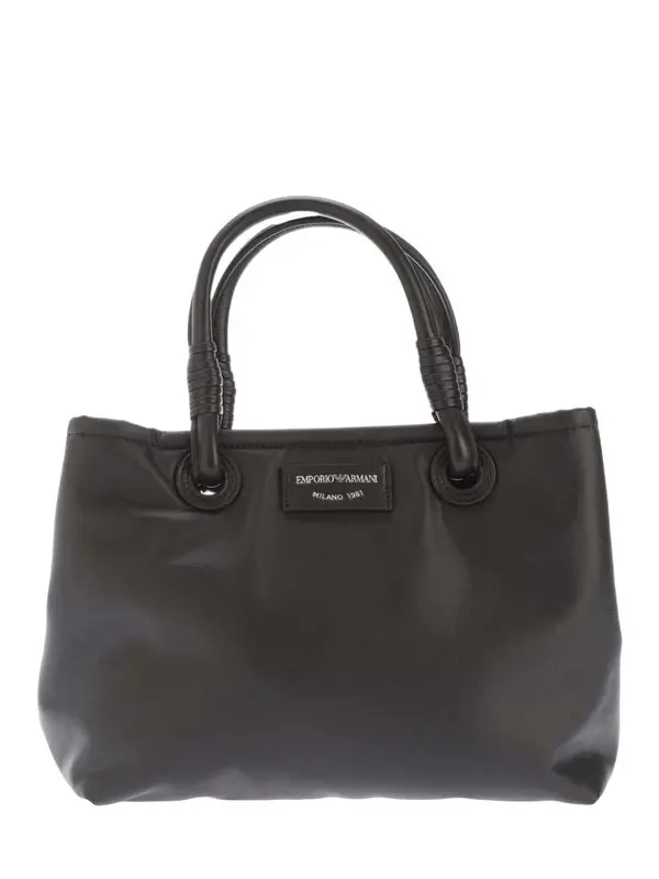 Emporio Armani Leather Tote Bag - Black