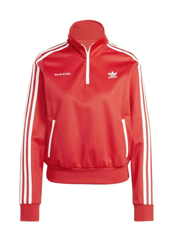 ADIDAS ORIGINALS Half Zip Track Top - Red