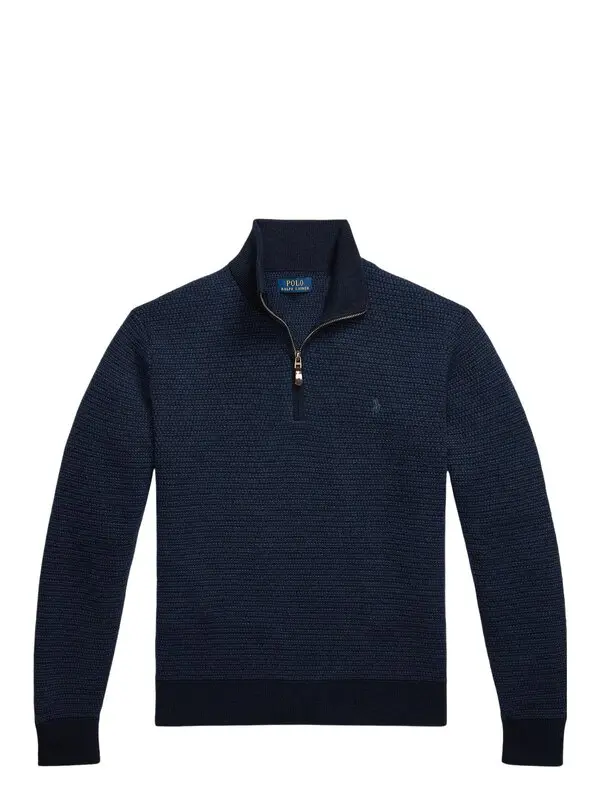 Polo Ralph Lauren Textured Knit Half-zip Sweater - Black