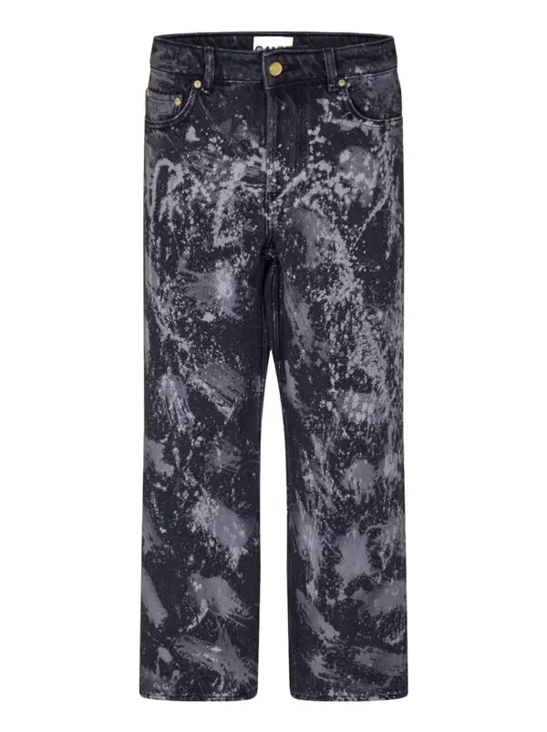 GANNI Straight-leg Jeans With Abstract Wash - Black