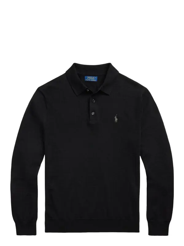 Polo Ralph Lauren Merino Wool Long Sleeve Polo - Black