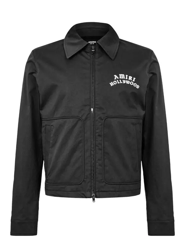 Amiri Zip-up Jacket With Embroidered Lettering - Black