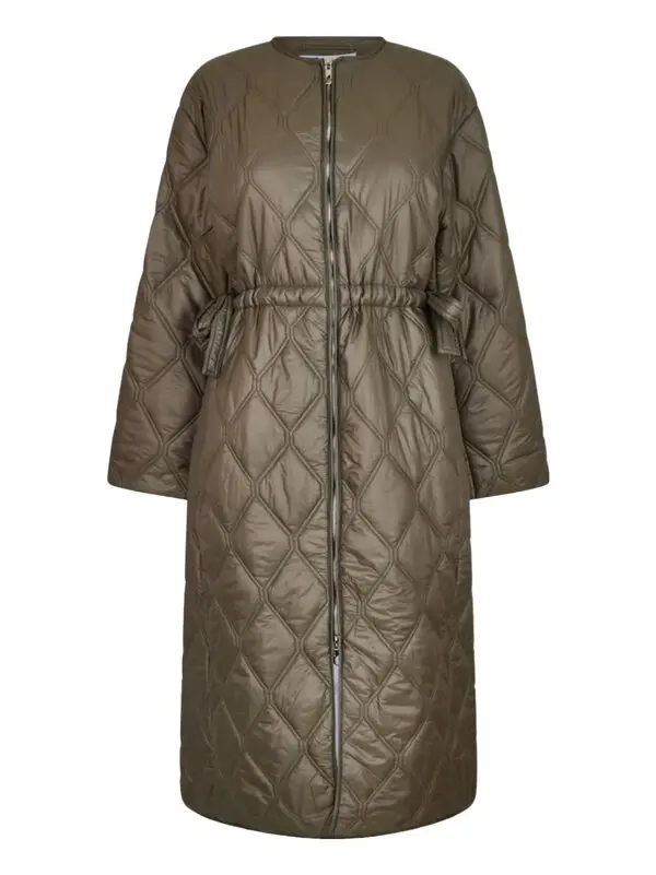 GANNI Quilted Zip-up Coat - Green