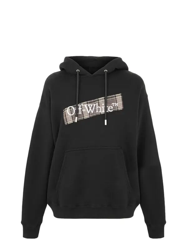 Off-White Checked Detail Hoodie - Black