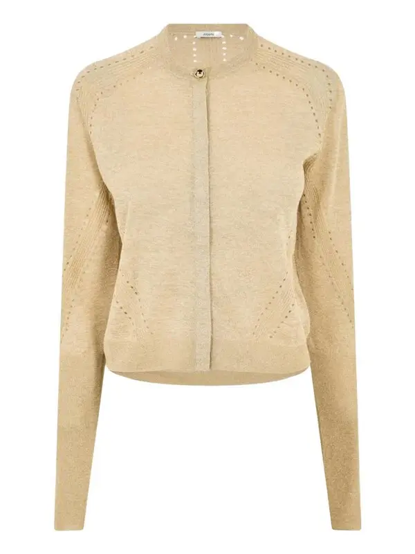 JOSEPH Ribbed Knit Cardigan With Cutout Detail - Nude