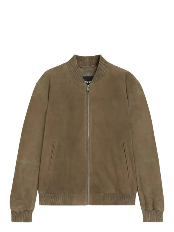 Hugo Boss Suede Bomber Jacket - Brown