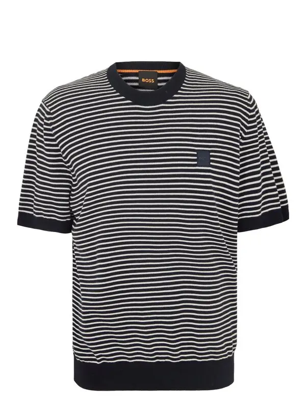 Hugo Boss Striped Knit Sweater - Black