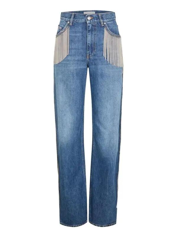 Stella McCartney Fringe Wide Leg Jeans - Blue
