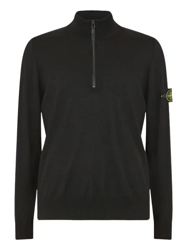 Stone Island Quarter Zip Knitwear - Black