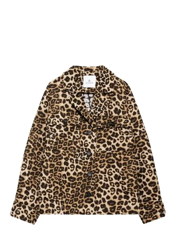 ANINE BING Flynn Leopard Print Jacket - Black