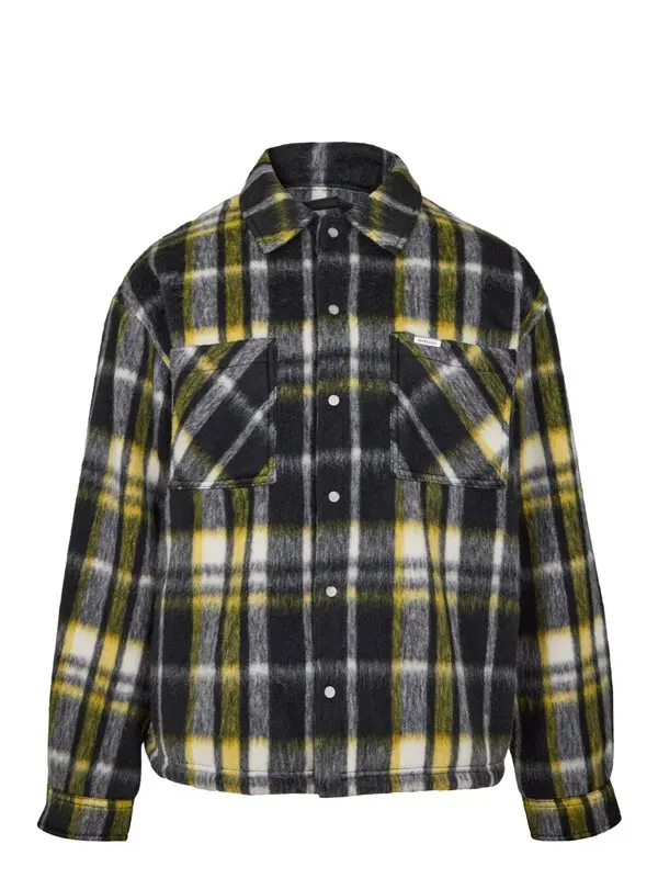 REPRESENT Plaid Relaxed Fit Button-up Shirt Jacket - Black