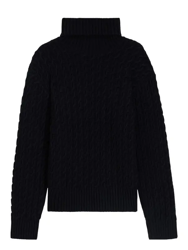 Hugo Boss Wave Cable-knit Turtleneck Sweater - Black