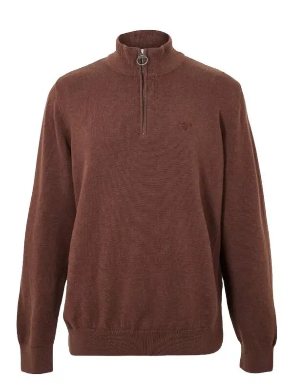 Barbour Half-zip Stand-up Collar Knit Sweater - Umber