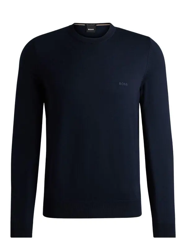 Hugo Boss Navy Crew Neck Knit Sweater - Black