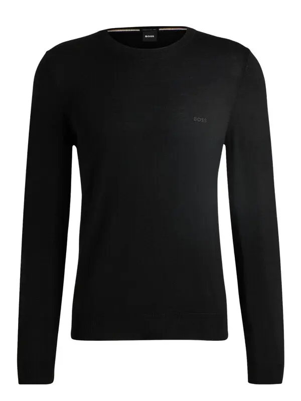 Hugo Boss Crew Neck Fine Knit Sweater - Black