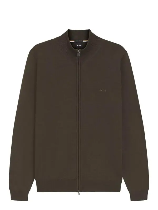 Hugo Boss Boss Zip-up Knit Sweater - Black