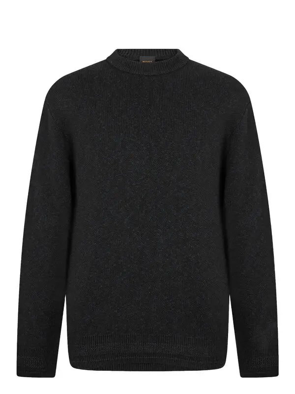 Hugo Boss Textured Knit Crew Neck Sweater - Black