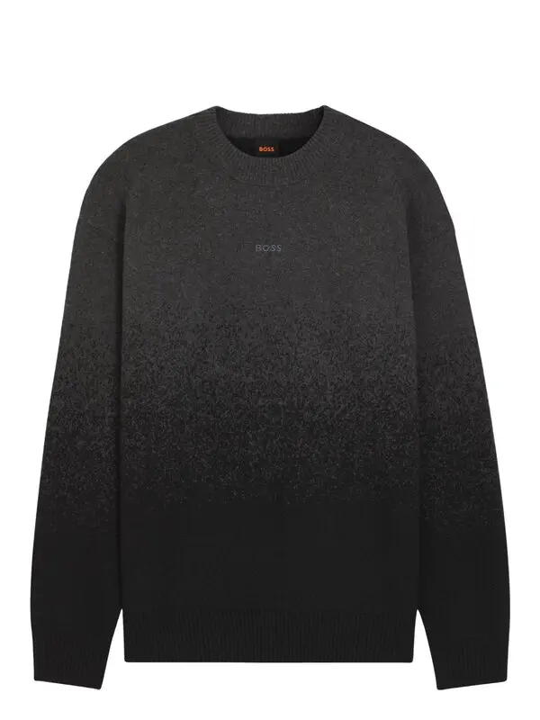 Hugo Boss Gradient Speckle Crew Neck Knit Sweater - Black