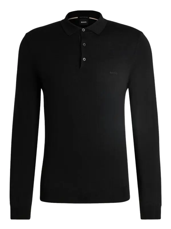 Hugo Boss Bono Knitted Polo Knitwear - Black