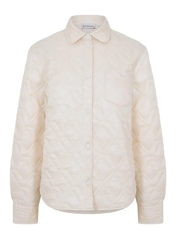 Moncler Quilted Check Shirt Down Jacket - White