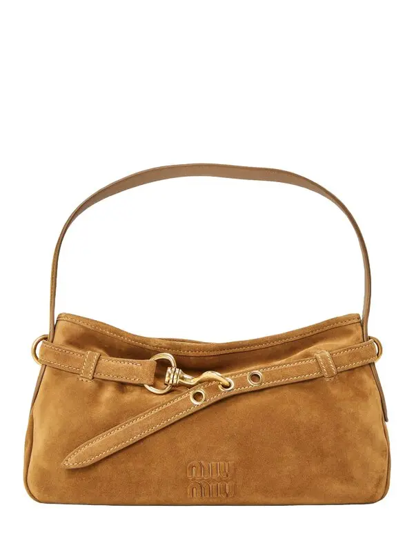 Miu Miu Suede Shoulder Bag - Black