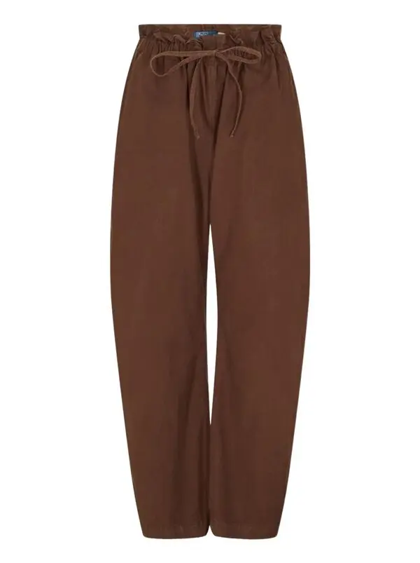 Polo Ralph Lauren Tapered Casual Pants With Elasticated Waistband And Drawstring - Brown