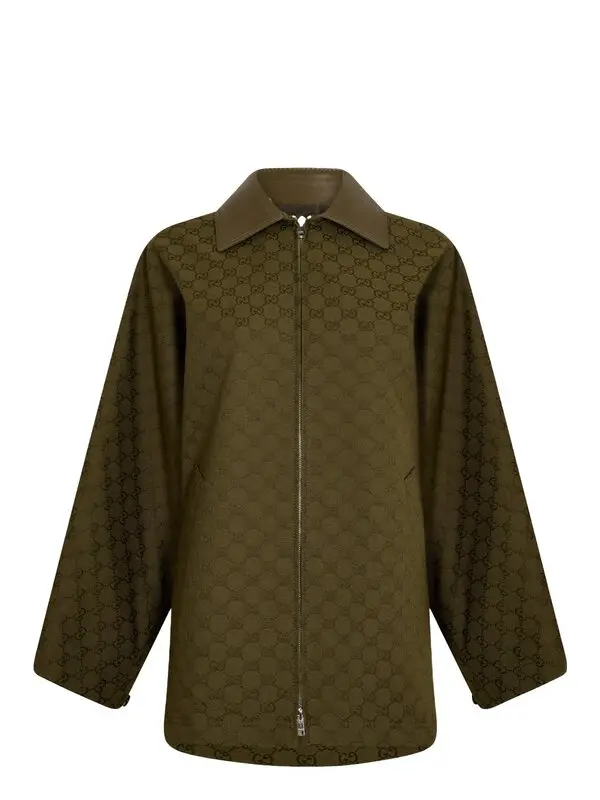 Gucci Athletic Tailored Fit Bomber Jacket With Monogram Pattern - Black