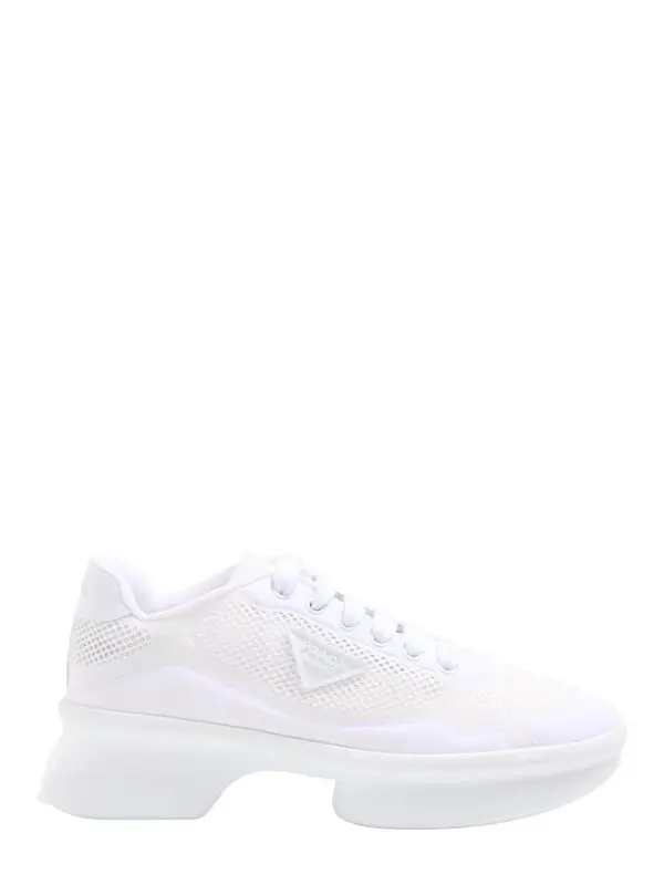 Prada Platform Lace-up Sneakers - White