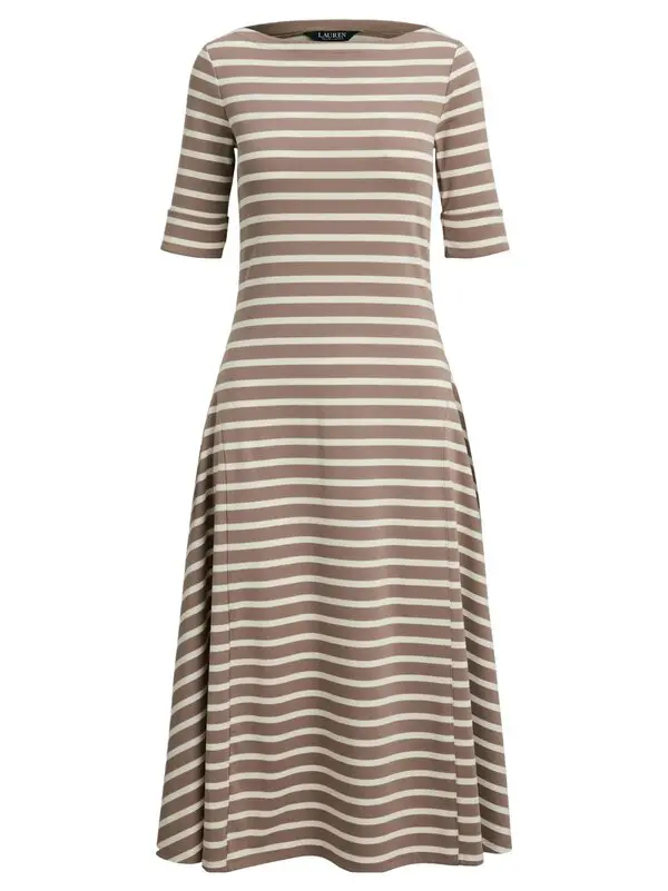 Ralph Lauren Striped Midi Dress - Brown