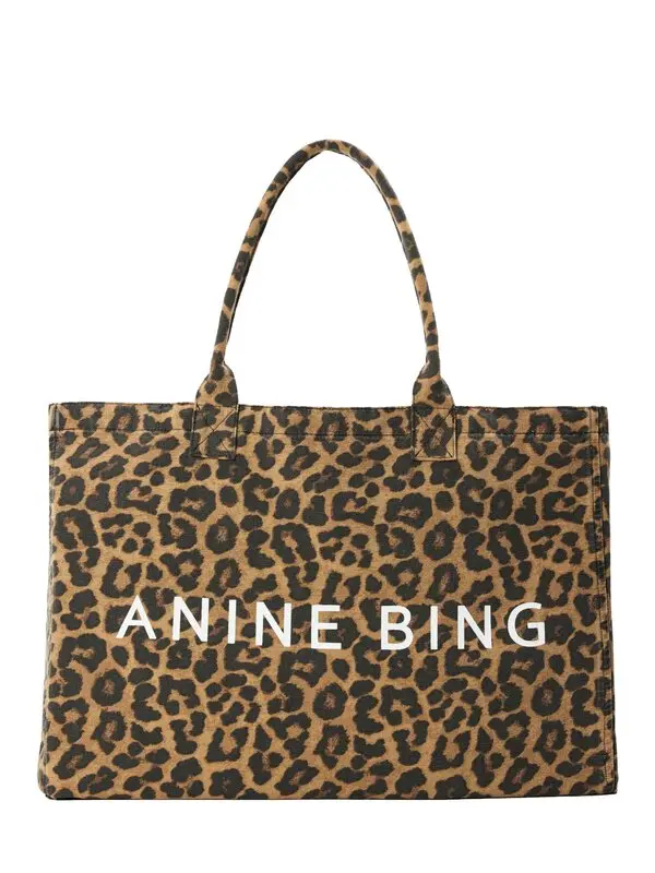ANINE BING Leopard Print Tote Bag - Brown