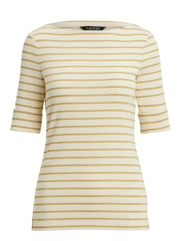 Ralph Lauren Striped Logo Short Sleeve T-shirt - Nude
