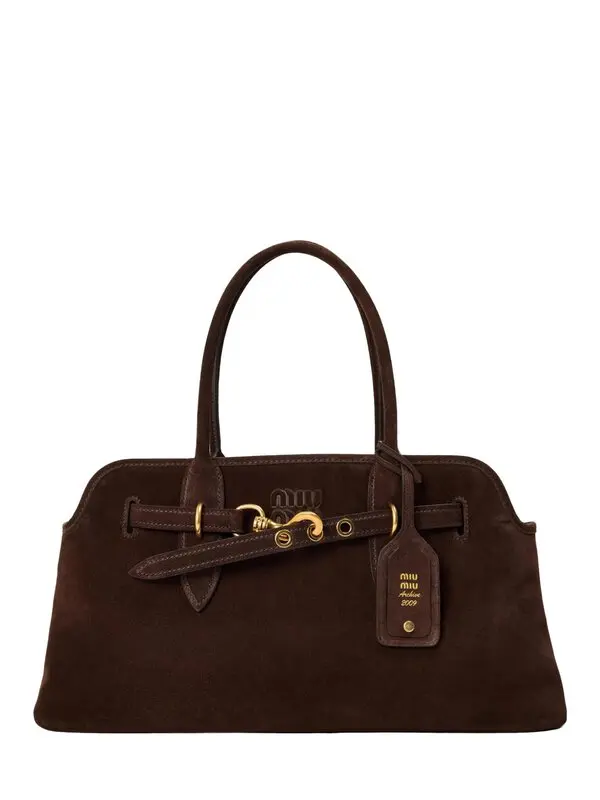 Miu Miu Suede Top Handle Bag - Black