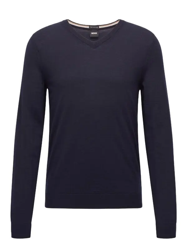 Hugo Boss V-neck Long-sleeve Knit Sweater - Black