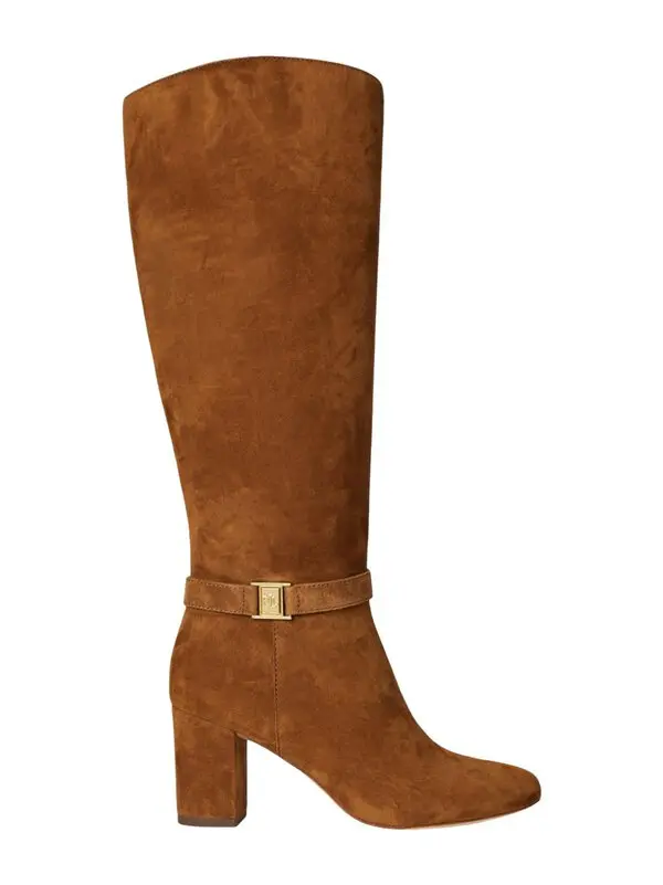 Ralph Lauren Suede Knee-high Boots With Buckle Detail - Brown