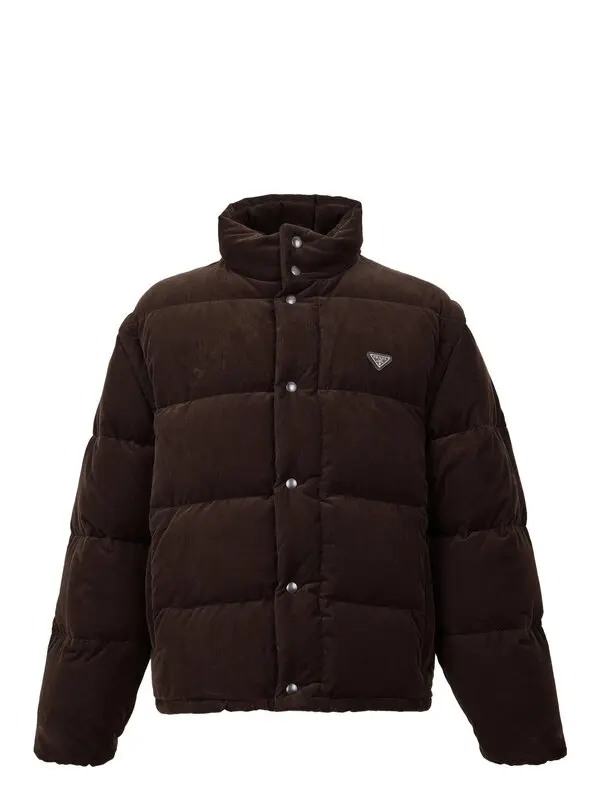 Prada Corduroy Quilted Down Jacket - Black