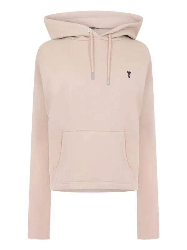 AMI Paris Embroidered Logo Hoodie - Pink