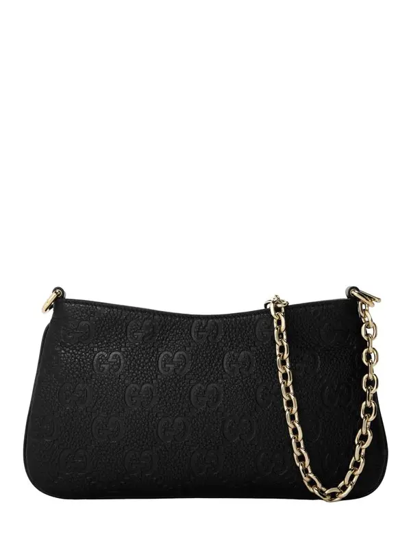 Gucci Chain Logo Shoulder Bag - Black