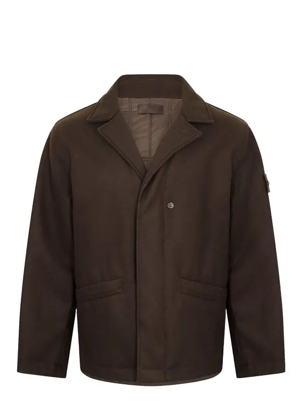 Stone Island Ghost Wool Blazer With Compass Logo - Black