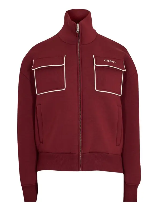 Gucci Zip-up Bomber Jacket With Embroidered Logo - Red