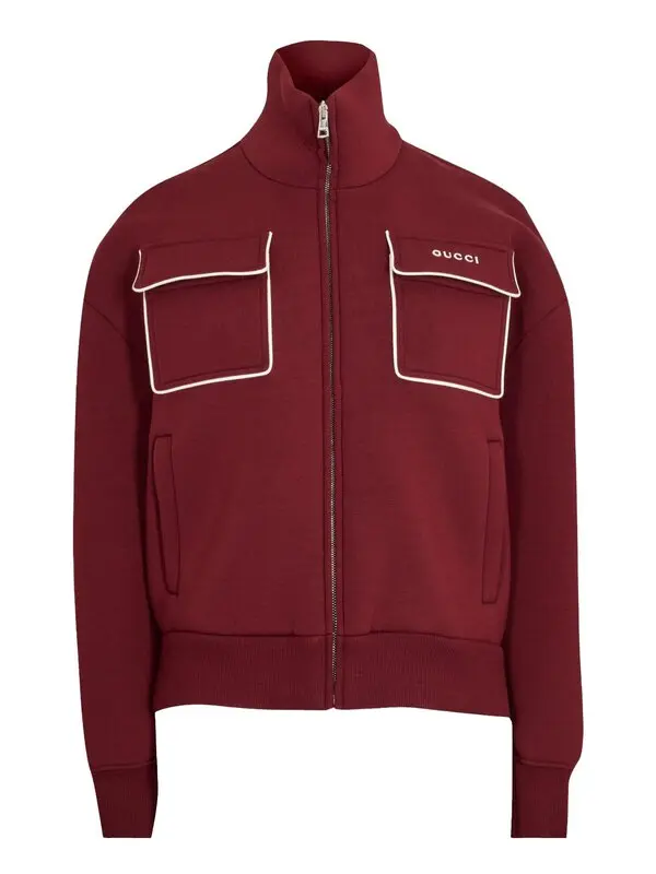 Gucci Zip-up Bomber Jacket With Embroidered Logo - Red