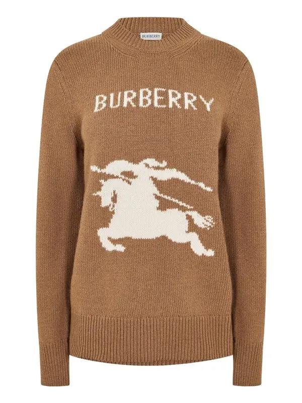Burberry Scarlett Crew Neck Jumper With Equestrian Graphic - Brown
