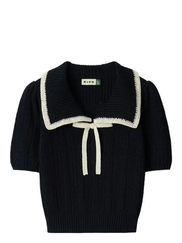 Rixo Pippa Short-sleeved Top - Black