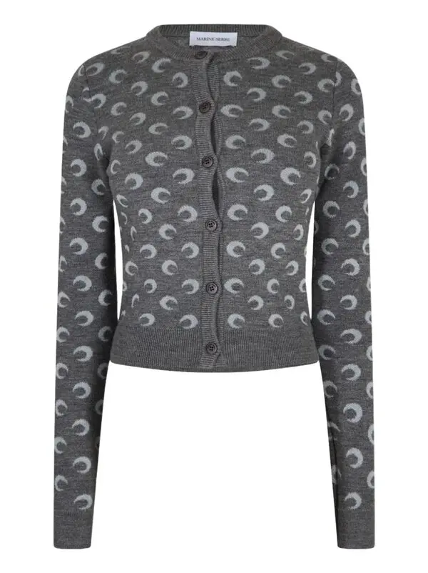MARINE SERRE Moon Pattern Knitwear Cardigan - Black
